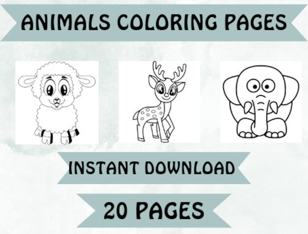20 Animal Coloring Pages, Printable for Kids, Home School, PDF - Etsy
