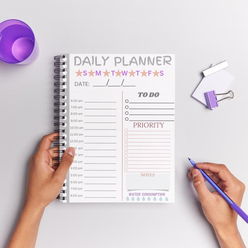 Daily Planner Printable| to Do List| Priority List| Water Consumption ...