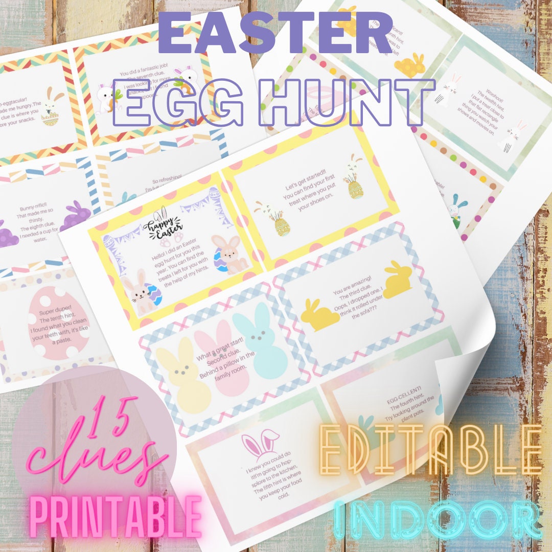 Easter Egg Hunt Clues|printable|editable|pdf File|instant Download|diy ...