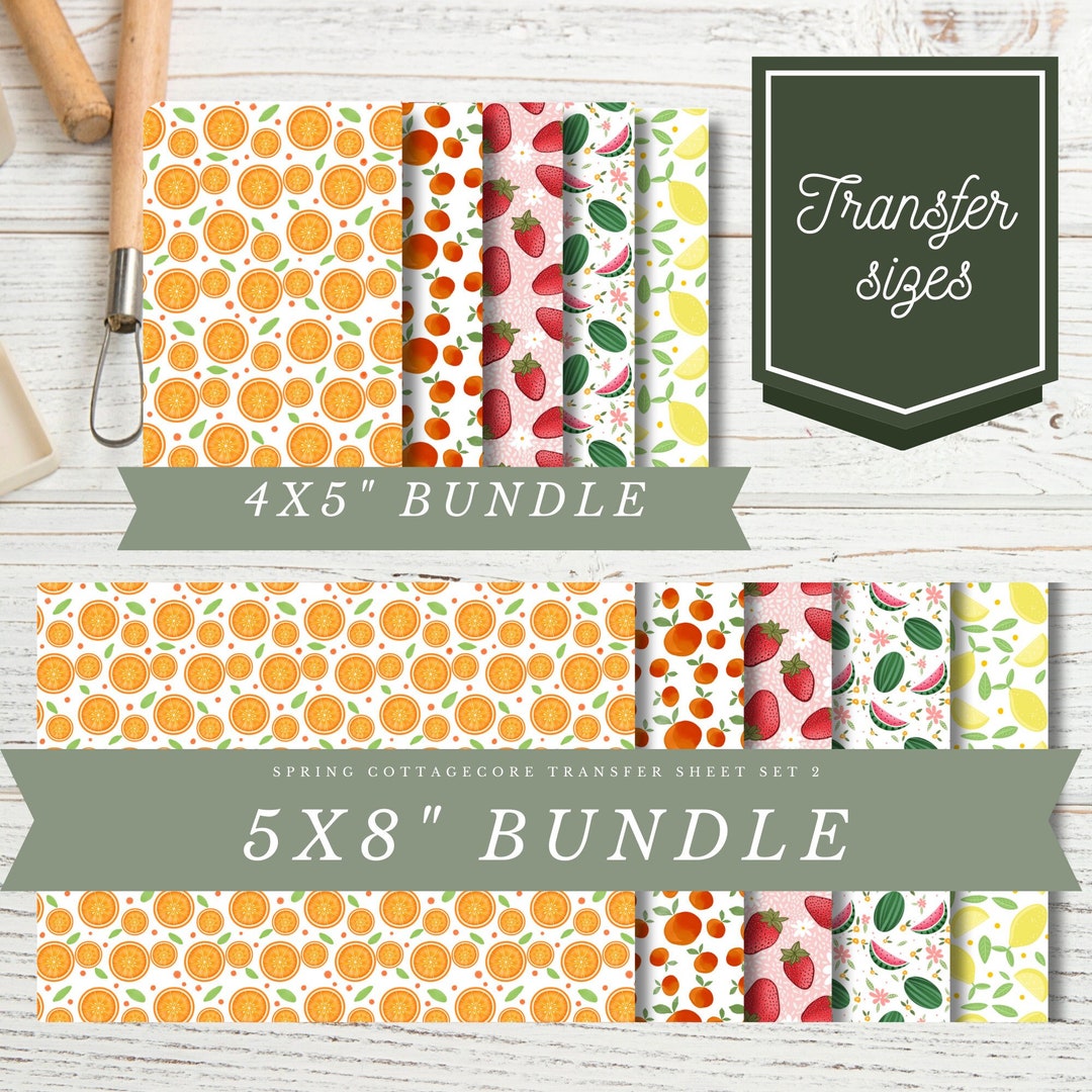 Clay Transfer Citrus Fruit Summer Water Soluble Transfer Paper Sheet ...