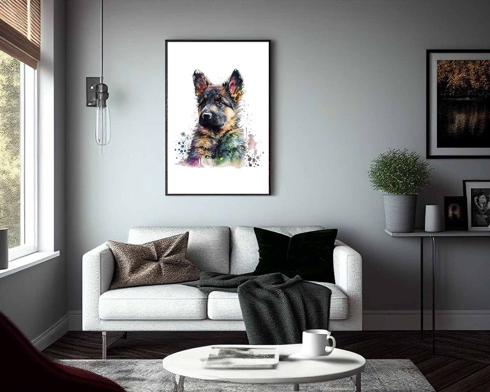 German Shepherd Puppy Wall Art 01 Dog Poster Art Watercolor Puppy AI ...