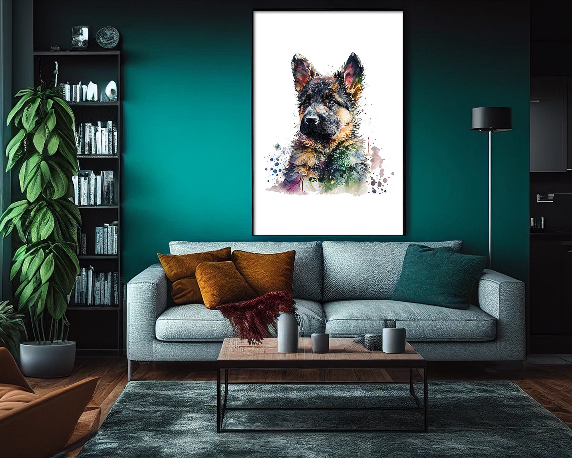German Shepherd Puppy Wall Art 01 | Dog Poster Art | Watercolor Puppy ...