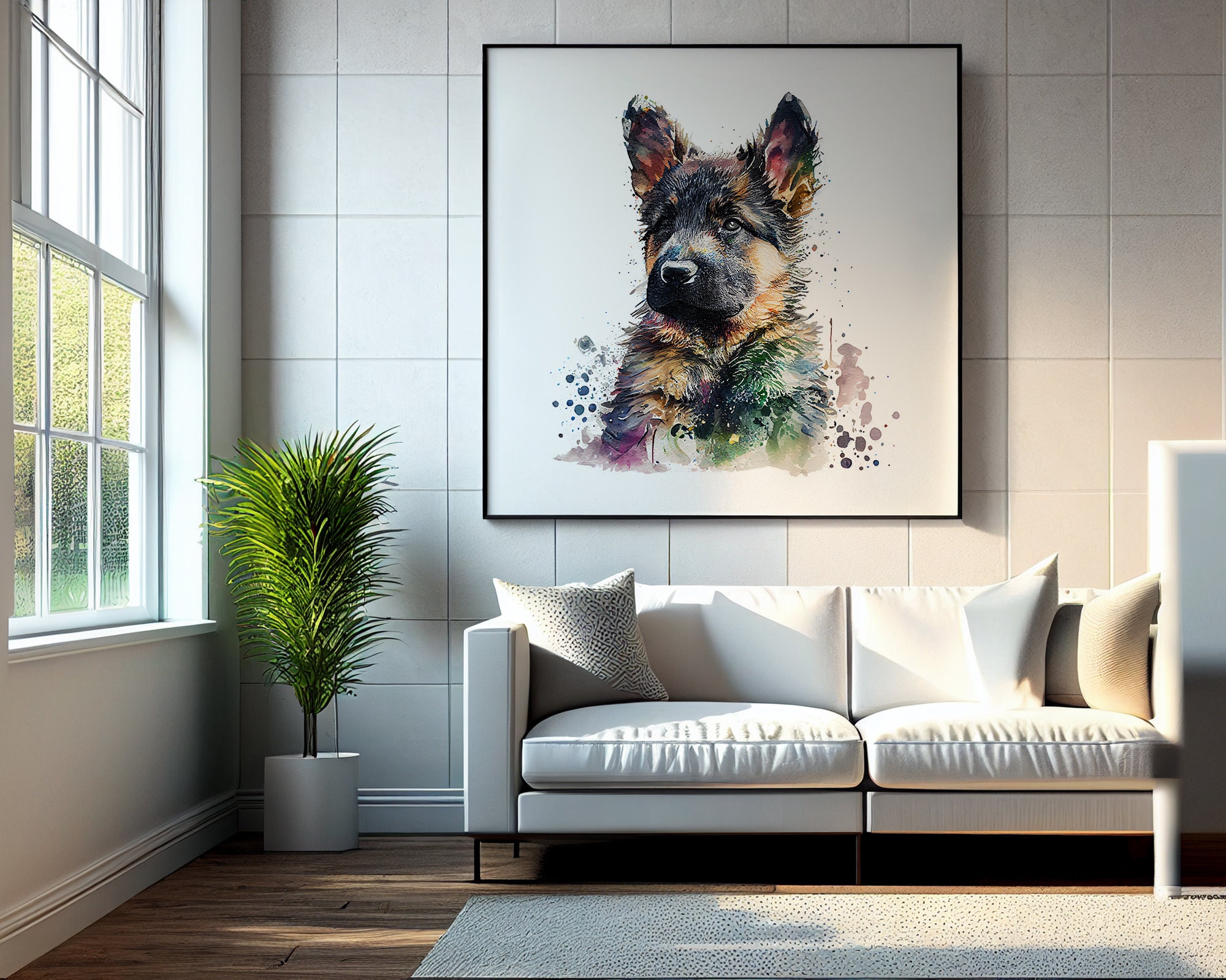 German Shepherd Puppy Wall Art 01 | Dog Poster Art | Watercolor Puppy ...