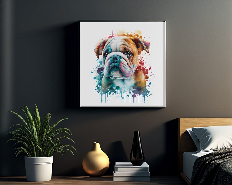 Bulldog Puppy Wall Art 01 Cute Dog Poster Art Watercolor Puppy AI Art ...