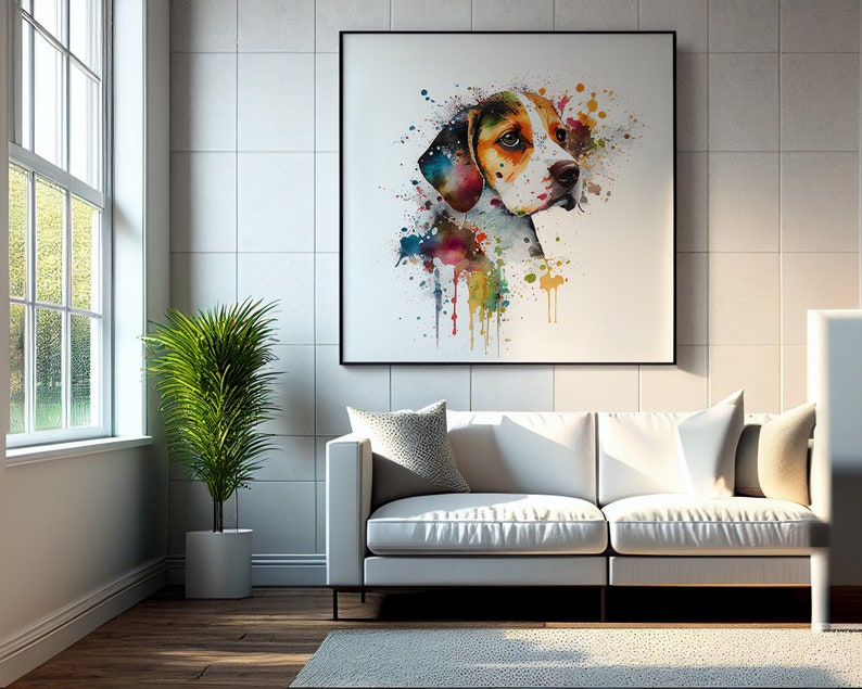 Beagle Puppy Wall Art 01 | Cute Dog Poster Art | Watercolor Puppy AI ...