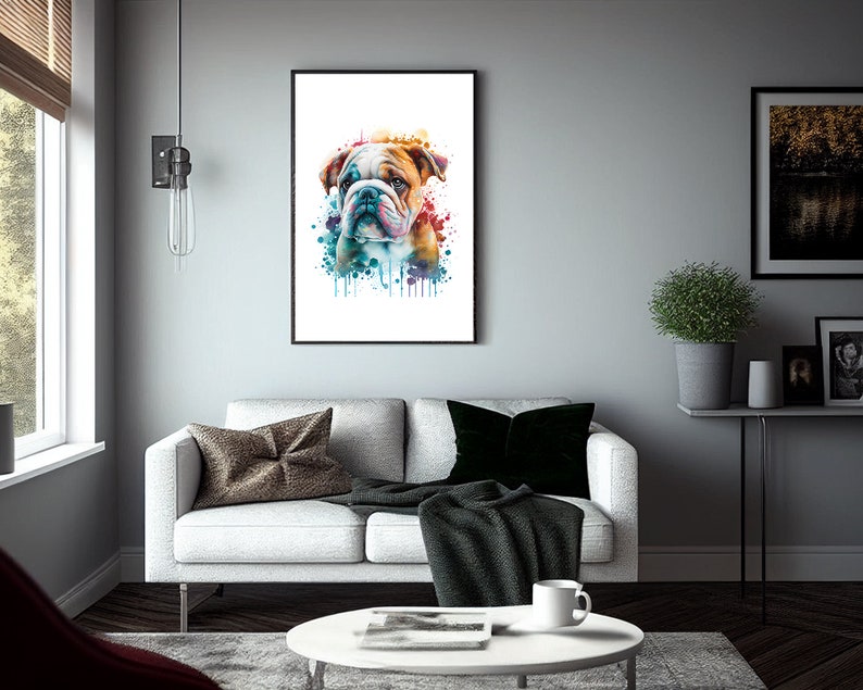 Bulldog Puppy Wall Art 01 Cute Dog Poster Art Watercolor Puppy AI Art ...