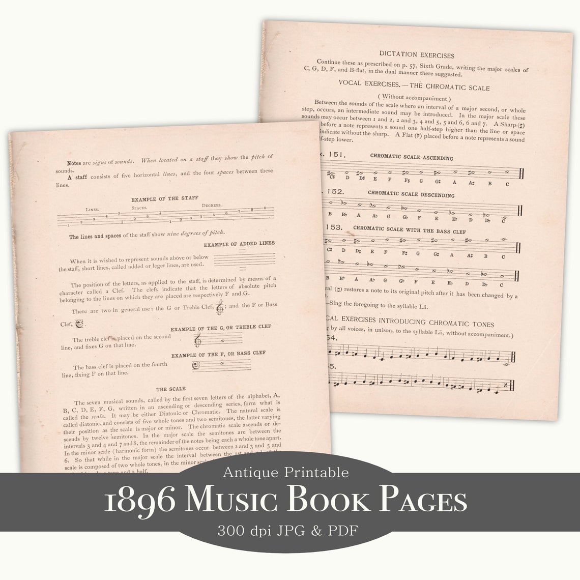 Printable Music School Book Pages - Basic Junk Journal Papers - Digital ...