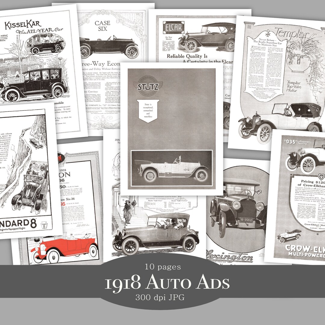 1918 Antique Car Ads: Retro Automobile Art Prints (JPG Files) - Etsy