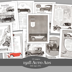 Digital Vintage Print Ads for Antique Autos From 1918 Car ...