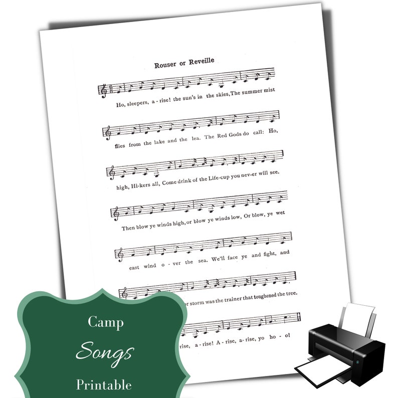 Camping Songs Sheet Music - Digital Download Group Camp Activity ...