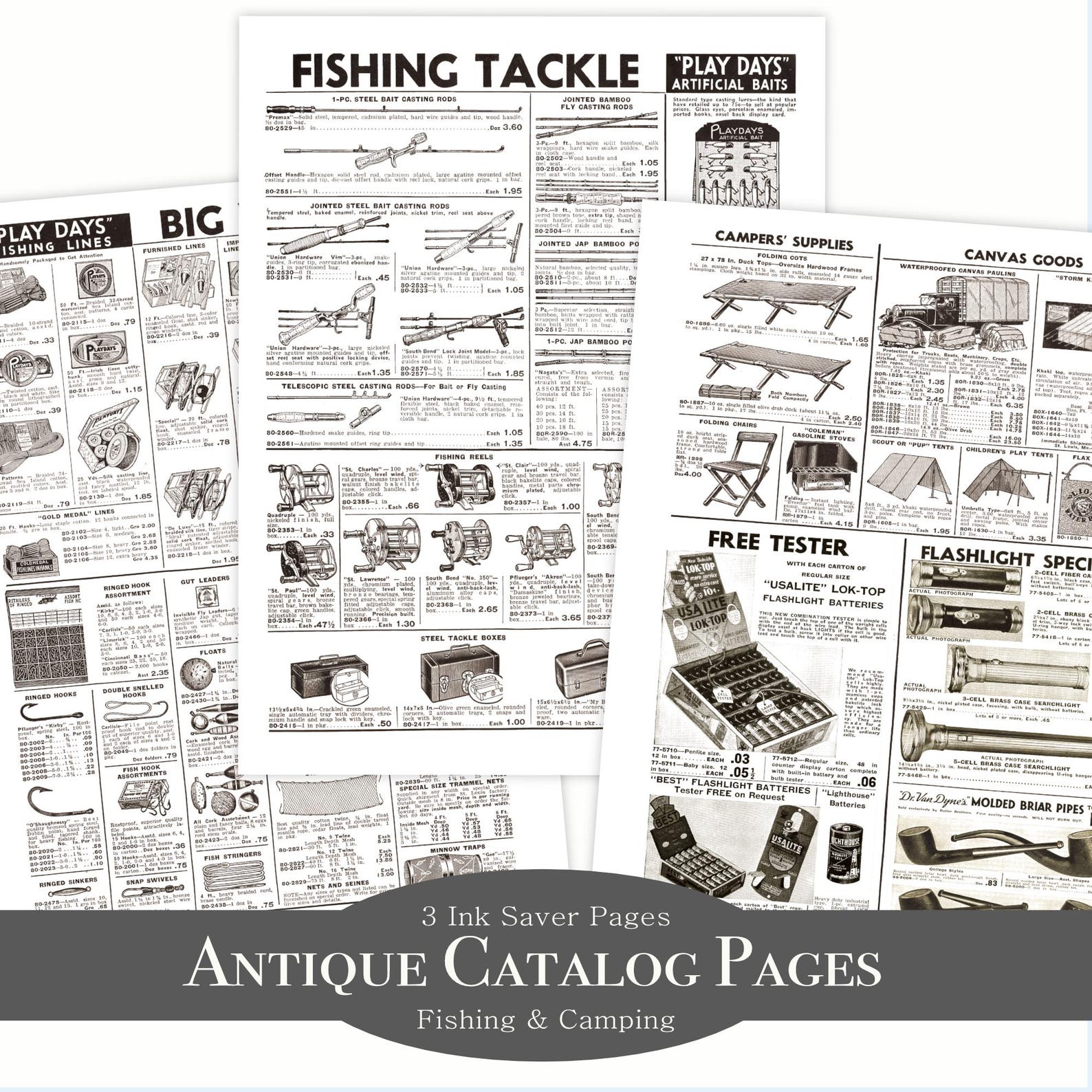 Printable Antique Fishing & Camping Catalog Pages (PDF Download) - Etsy