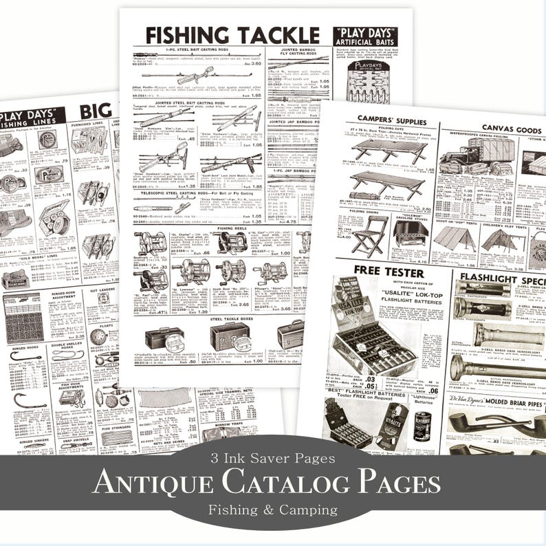 Printable Antique Fishing & Camping Catalog Pages (PDF Download) - Etsy