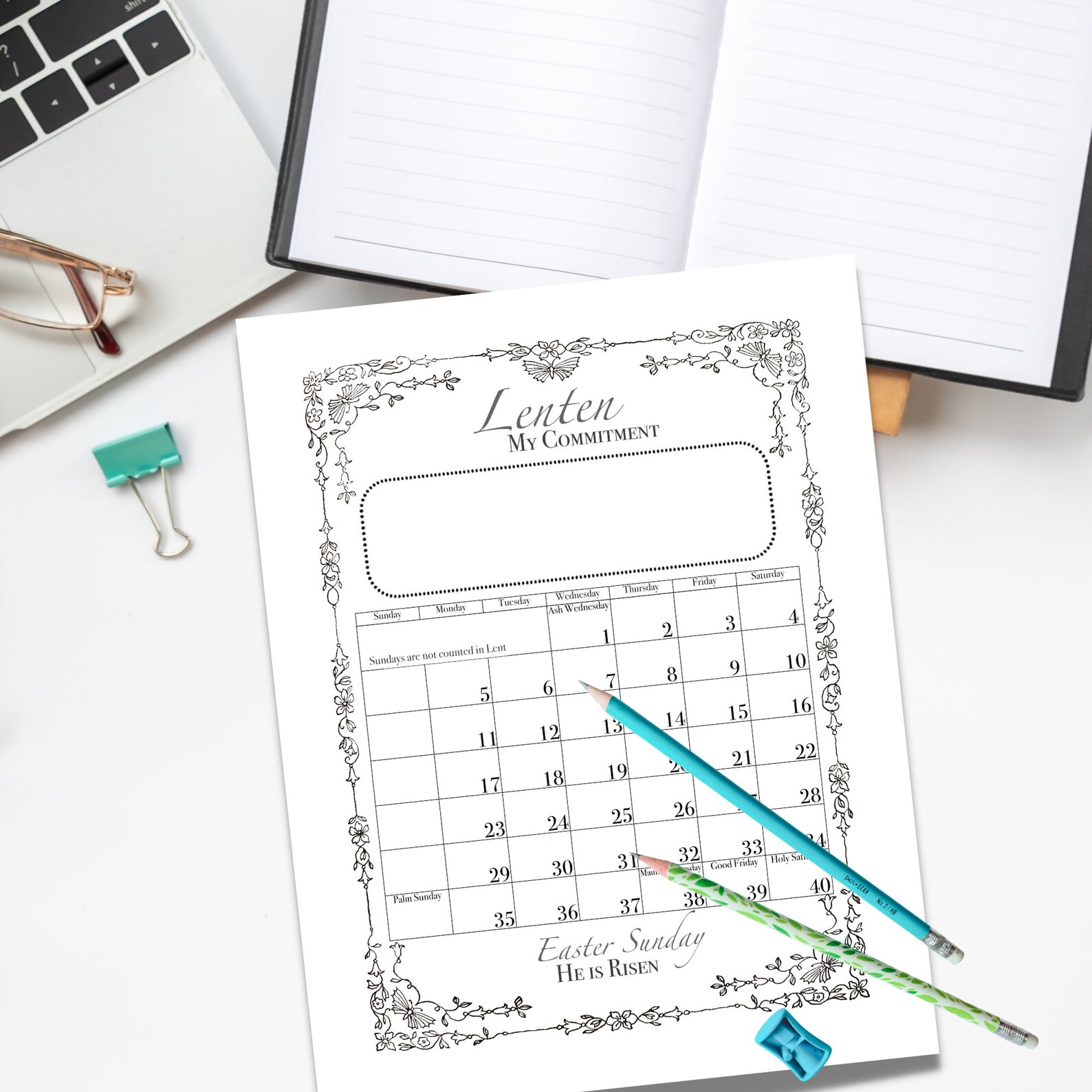 Printable Lent Tracker - PDF Download - 40 Day Lenten Sacrifice ...