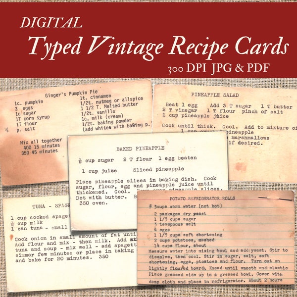 Vintage Recipes Printable - Etsy
