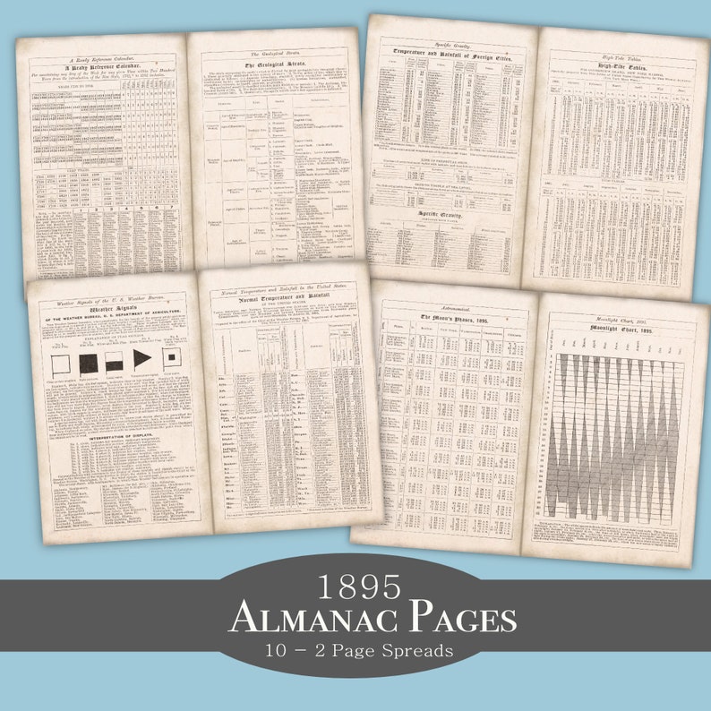 Printable Almanac Pages for Junk Journal - Junk Journal Book Pages ...