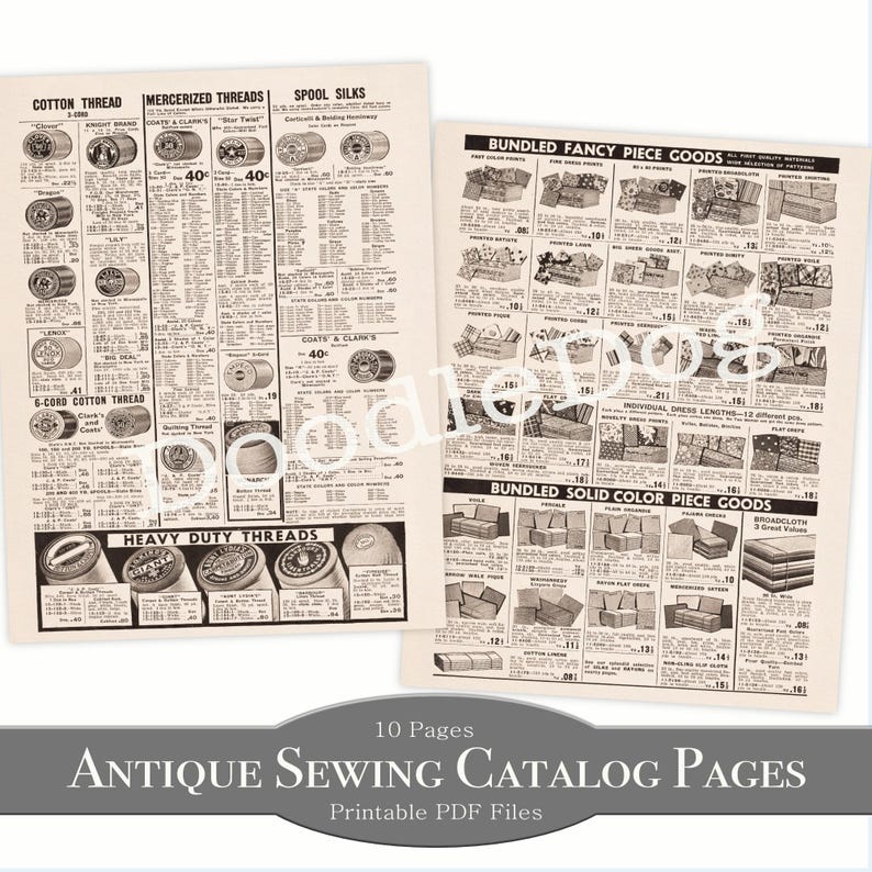 Printable Antique Sewing Catalog Pages: Ephemera for Junk Journals (PDF ...