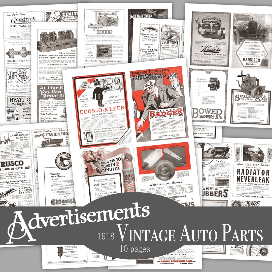 Auto Parts Vintage Print Ads From 1918 - Car Advertisements - 1900s ...