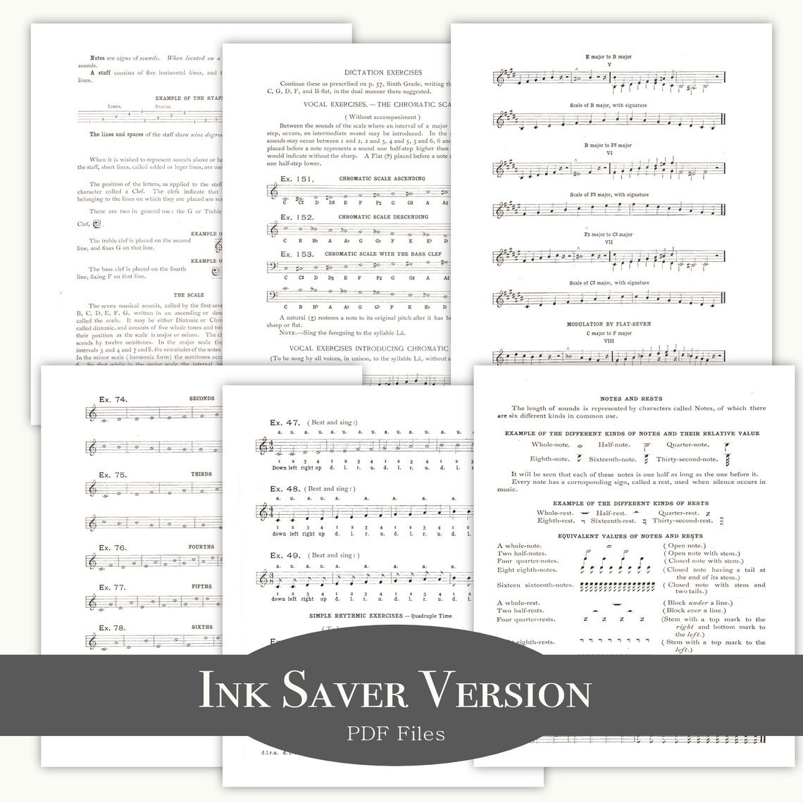 Printable Music School Book Pages - Basic Junk Journal Papers - Digital ...