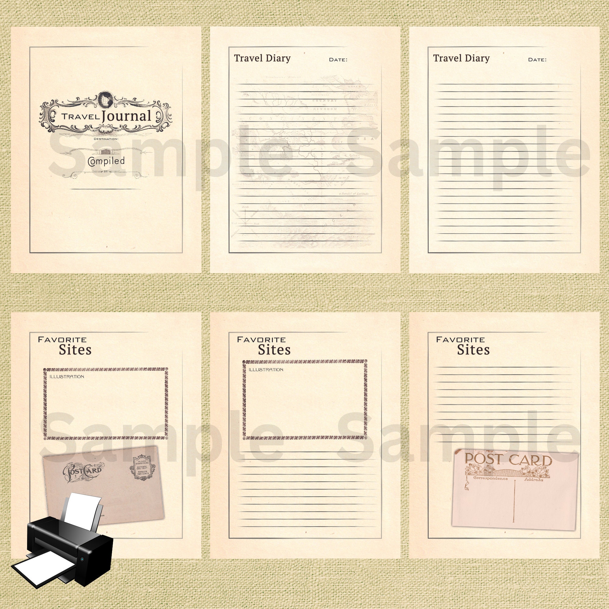 Digital Travel Diary - Printable Vacation Journal - Holiday Notebook ...