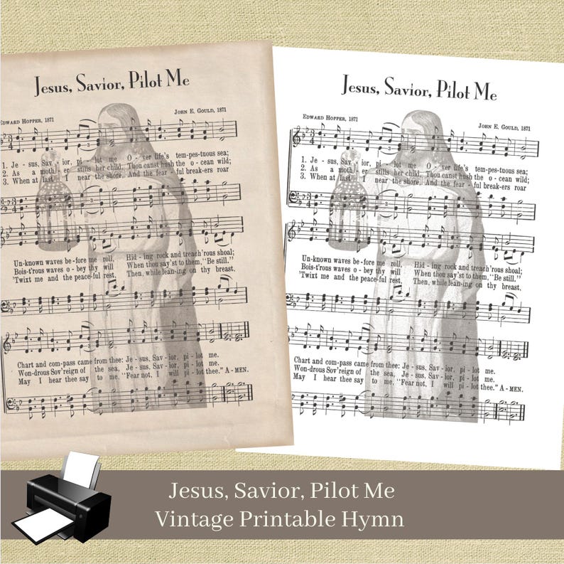 Vintage Hymn Sheet Music Print: Jesus Savior Pilot Me (digital Download ...