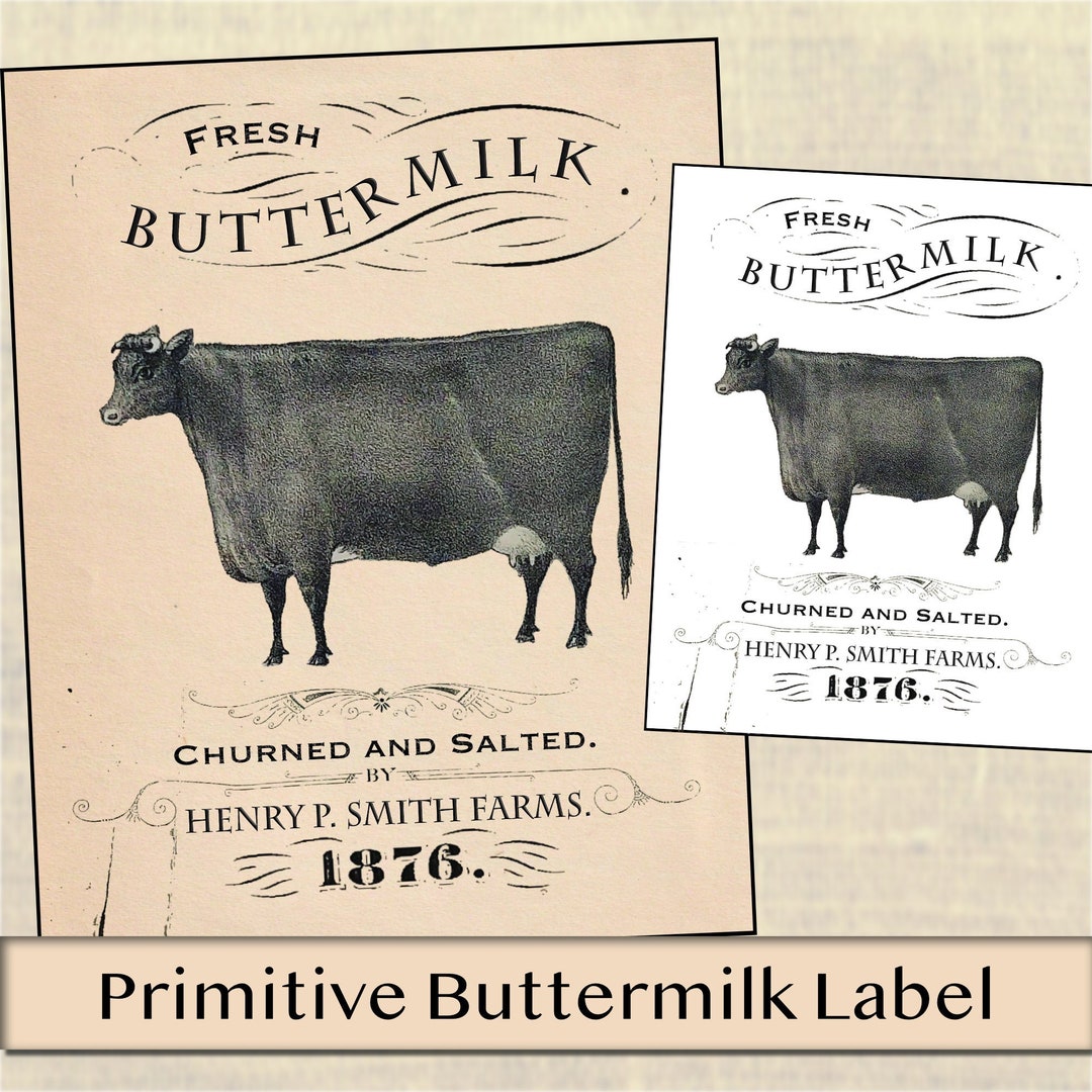 Primitive Buttermilk Label - Digital Download - Dairy - Farmhouse ...