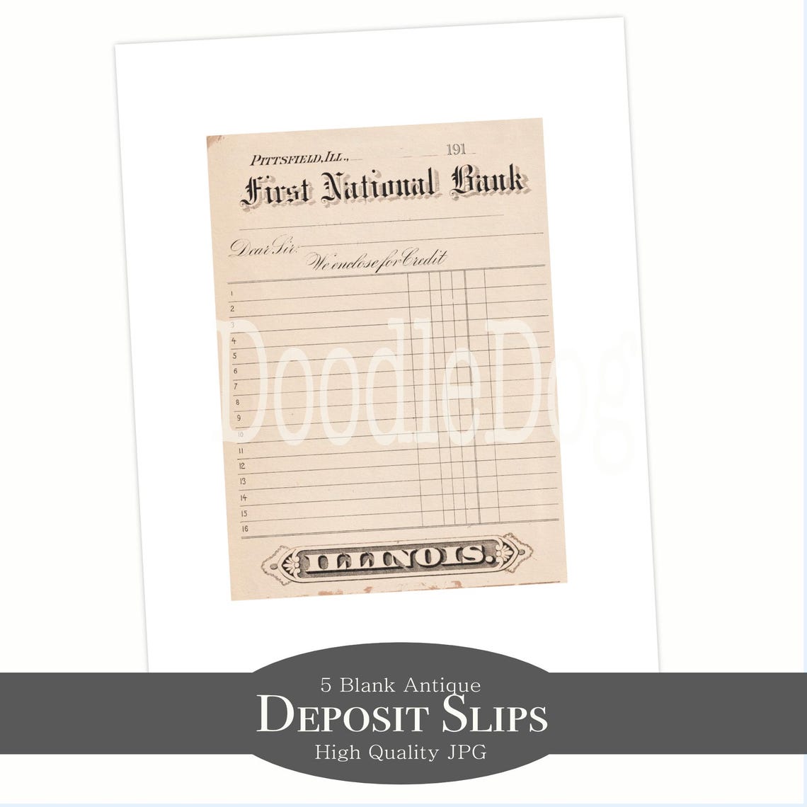 Vintage Bank Deposit Slip Templates: Printable Ephemera (digital ...