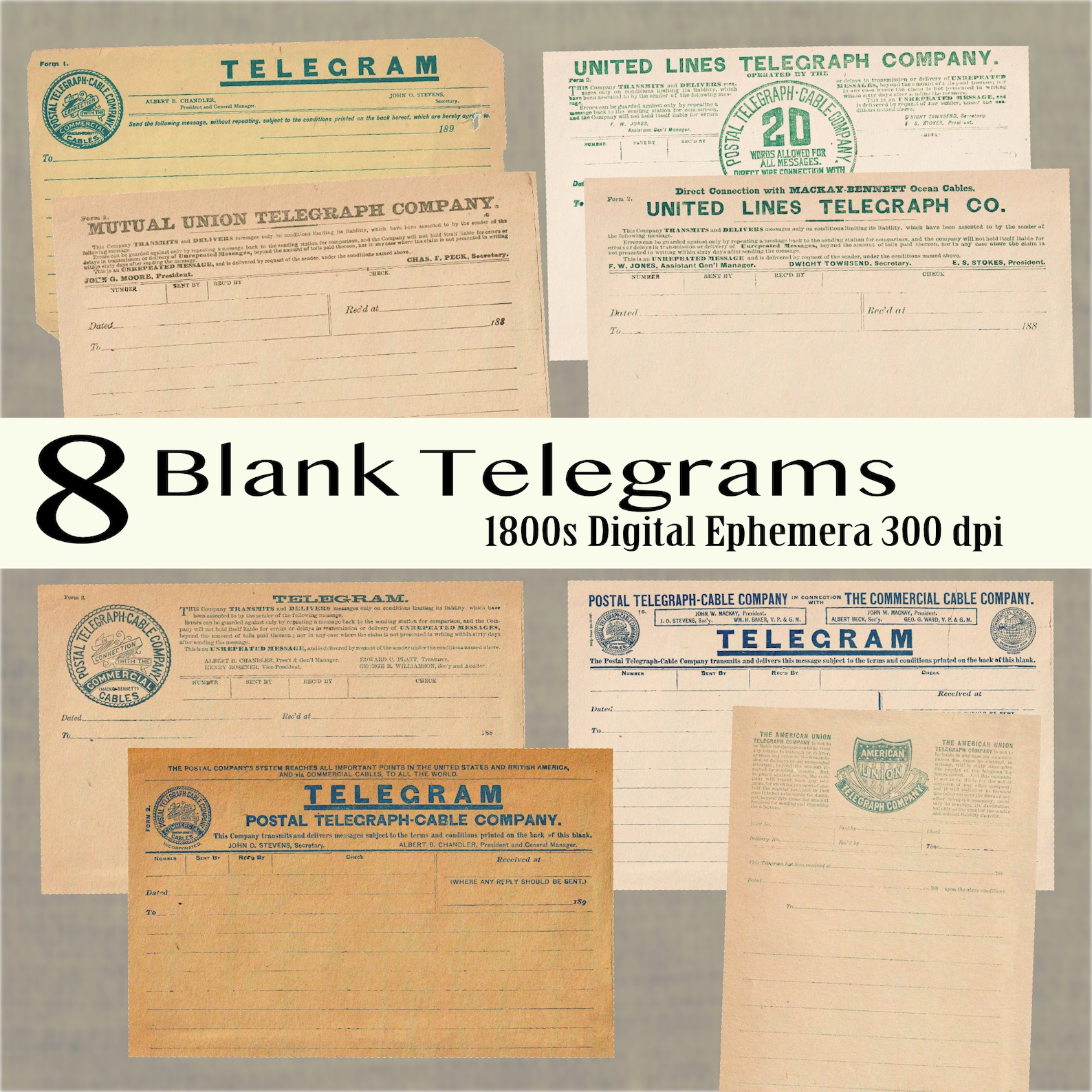 Digital Vintage Telegram Template From the 1800s, Printable Telegrams ...