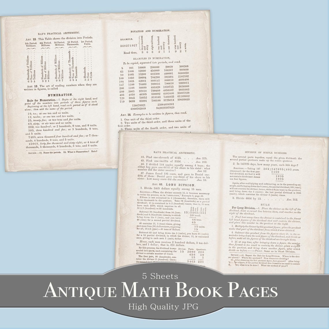 Printable Antique Math Book Pages: Vintage Ephemera (digital Download ...