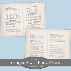 Printable Antique Math Book Pages: Vintage Ephemera (digital Download ...
