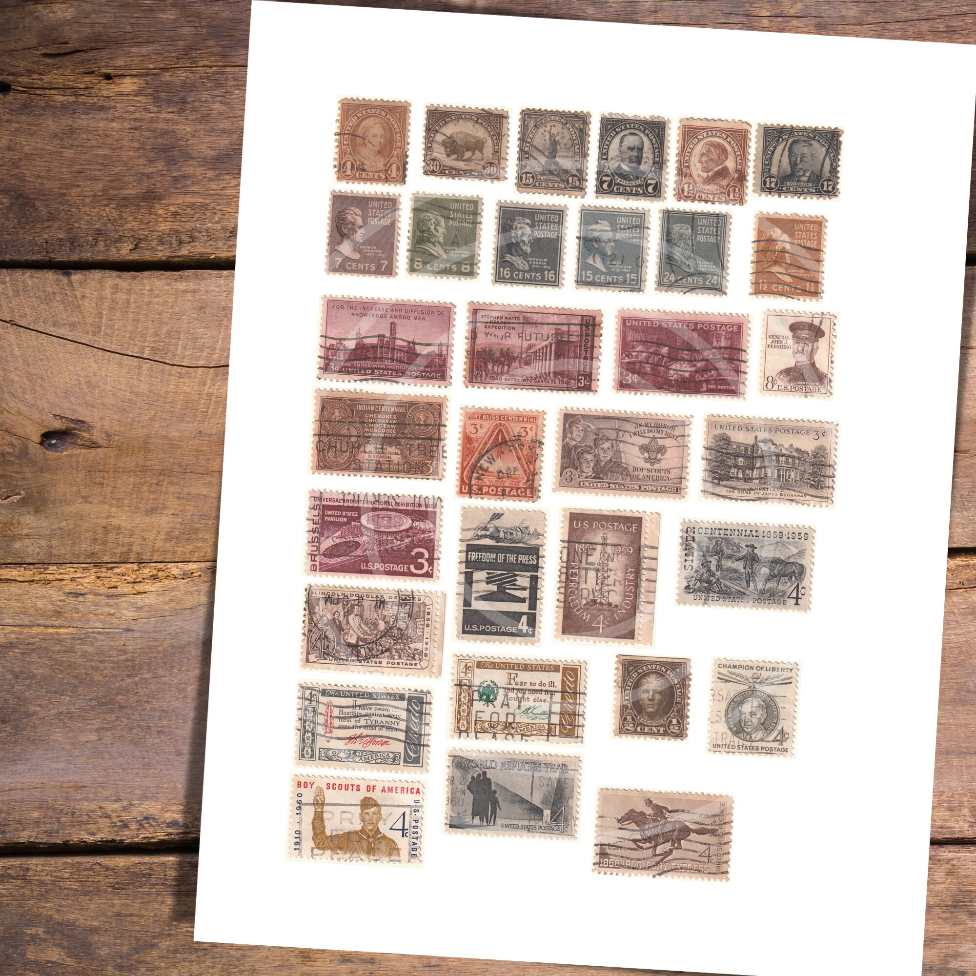 Printable Postage Stamps - Neutral - Brown & Gray - Printable Ephemera ...
