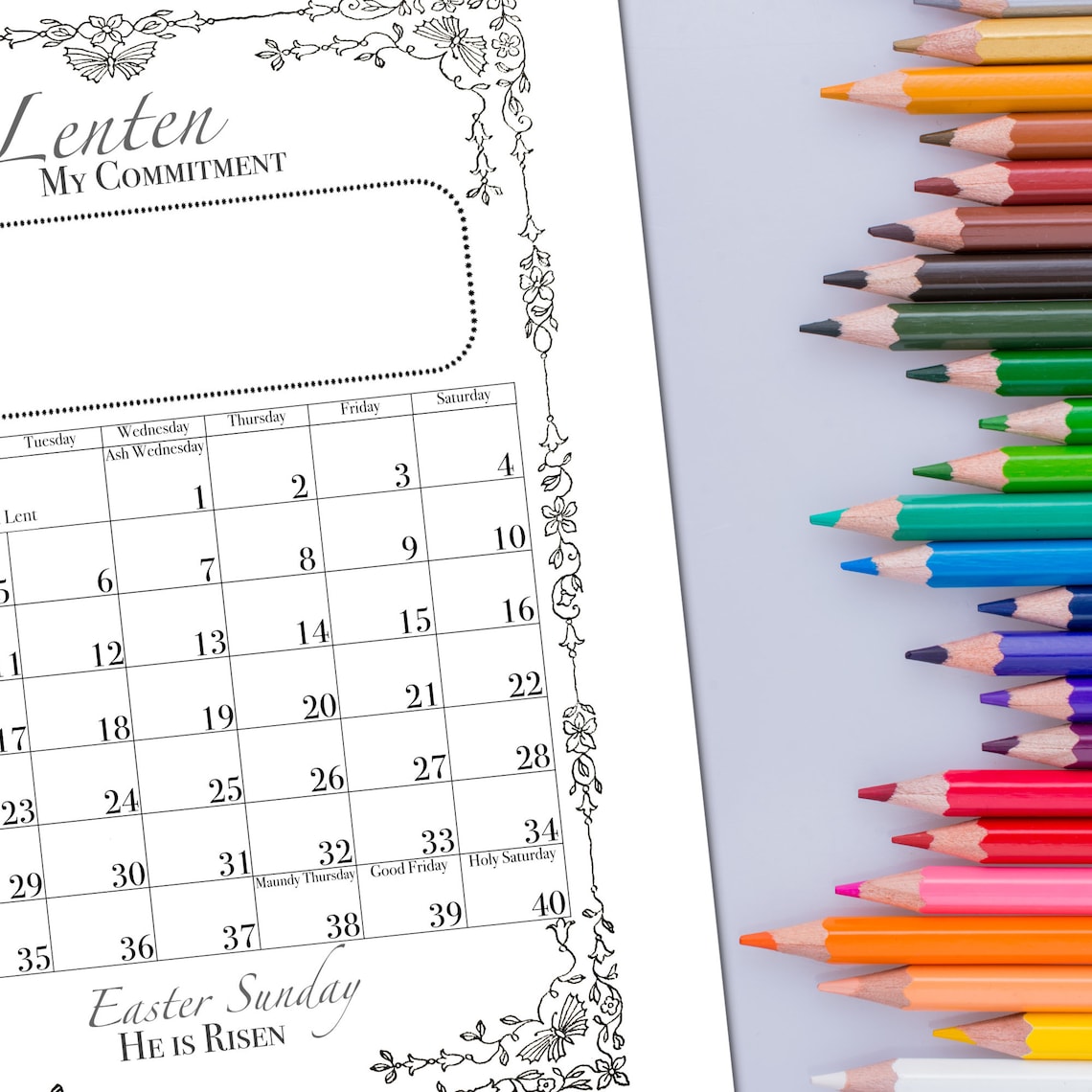 Printable Lent Tracker - PDF Download - 40 Day Lenten Sacrifice ...