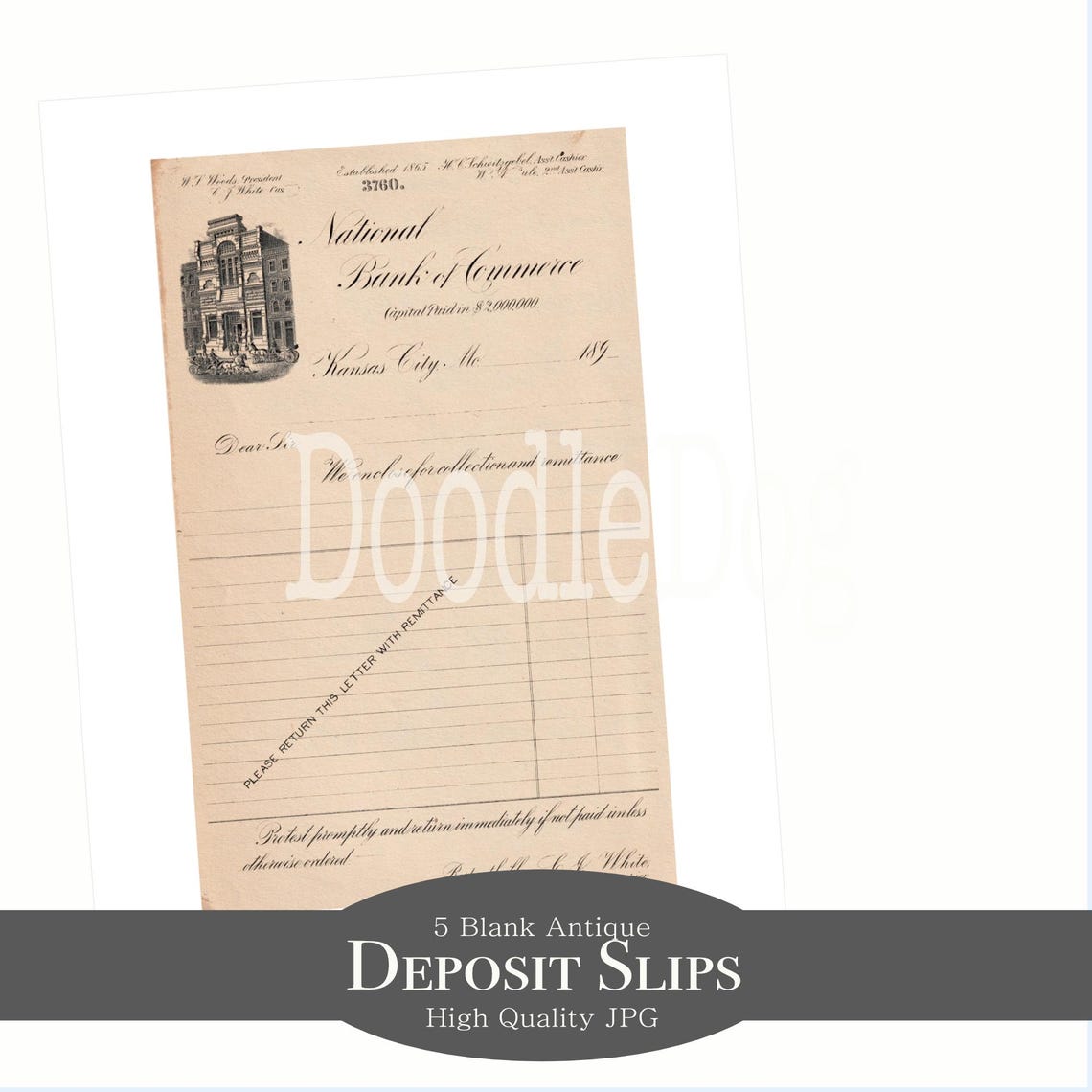Vintage Bank Deposit Slip Templates: Printable Ephemera (digital ...