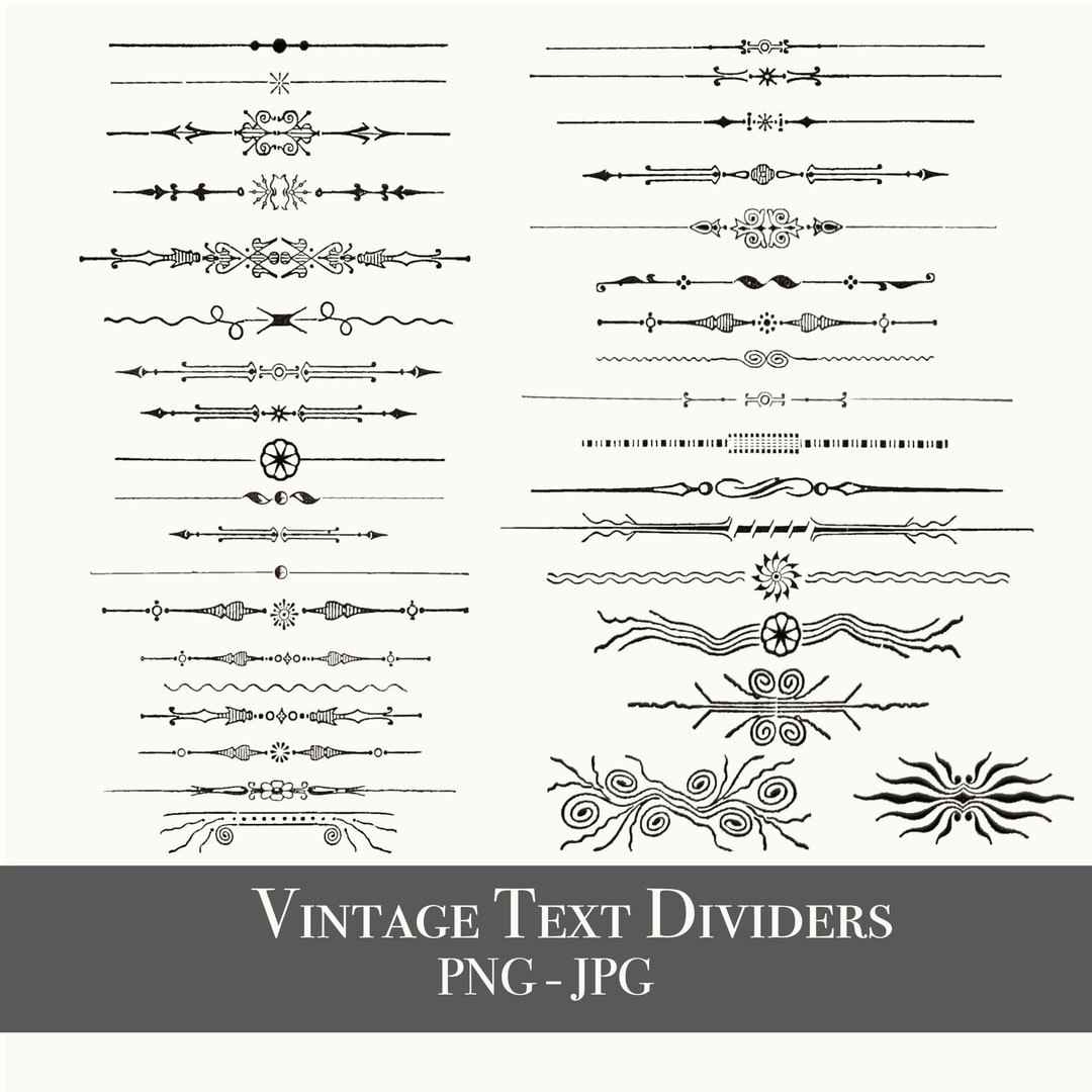 Vintage Text Dividers: Antique Ornaments Clip Art (PNG JPG) - Etsy