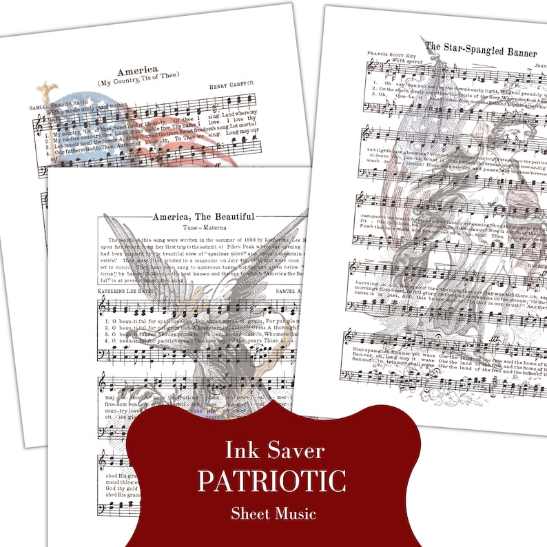 Vintage Patriotic Songs Sheet Music: Americana Ephemera (digital ...