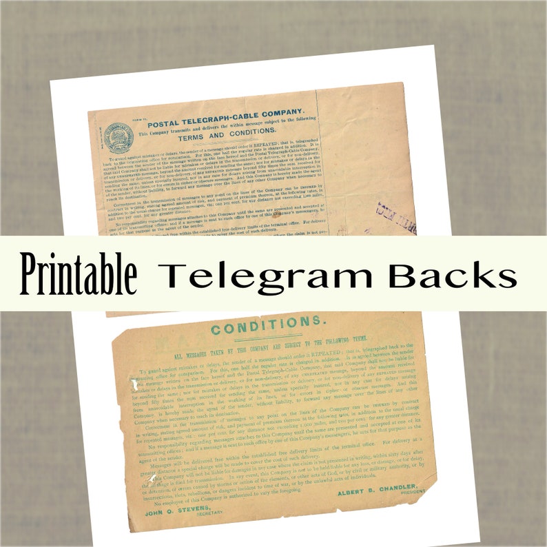 Vintage 1800s Telegram Template: Printable Antique Ephemera (digital ...