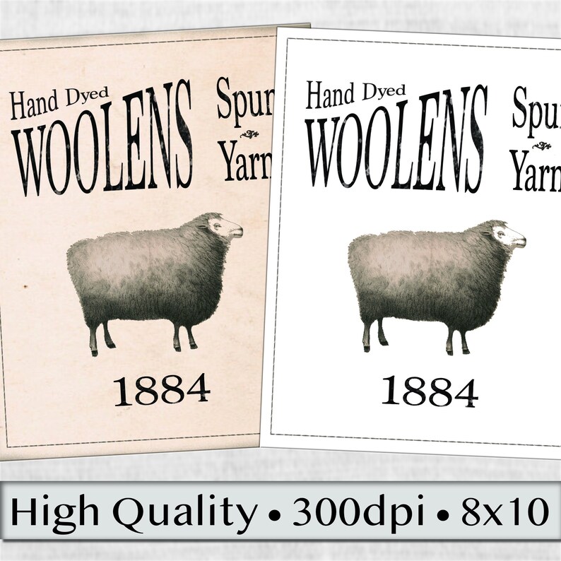 Primitive Sheep Wool • Woolens • Spun Yarn Sign • Digital Download ...