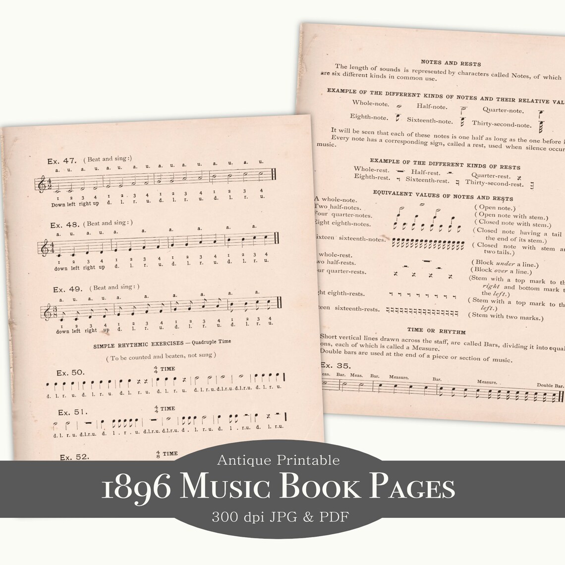 Printable Music School Book Pages - Basic Junk Journal Papers - Digital ...