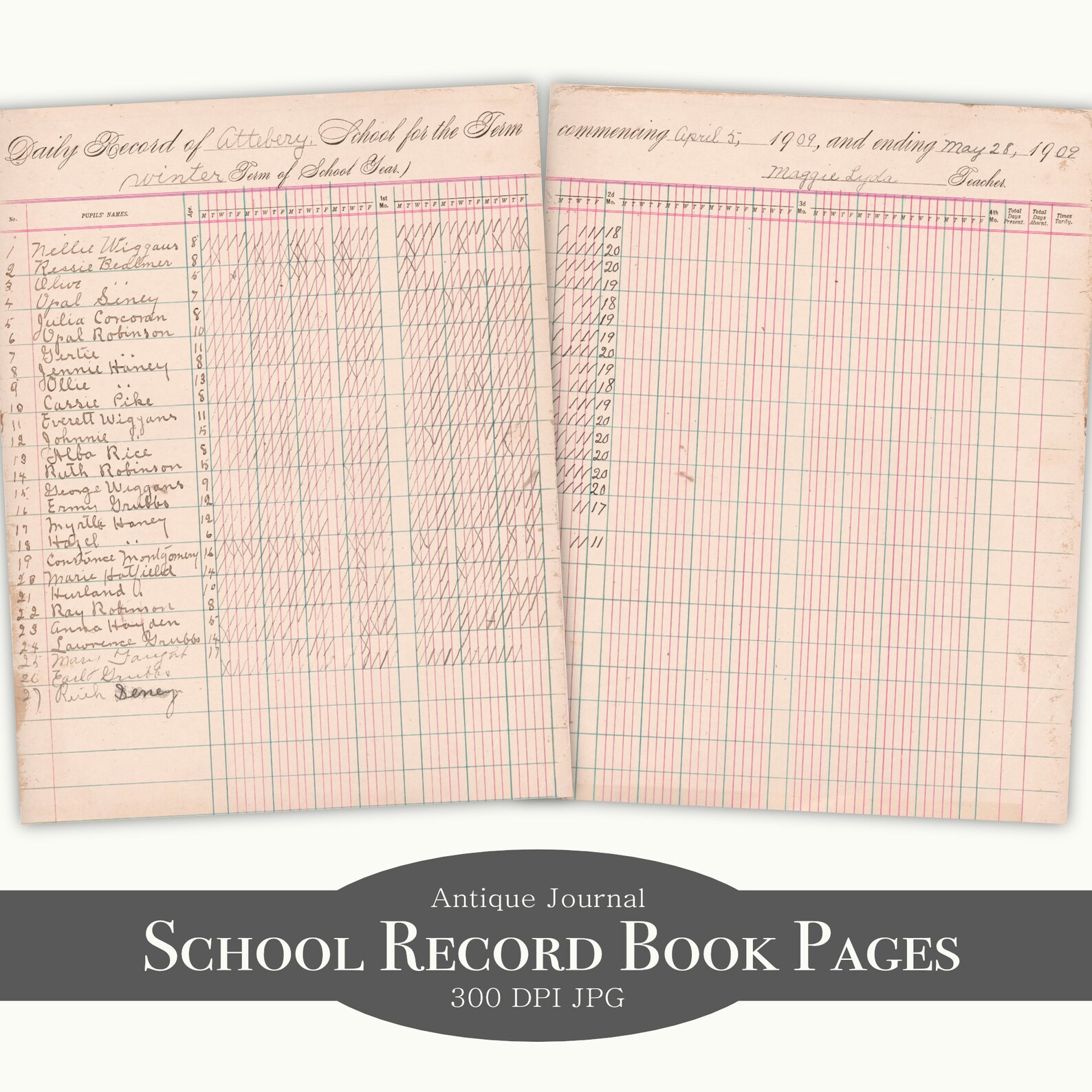 Printable School Record Book Pages - Basic Junk Journal Papers ...