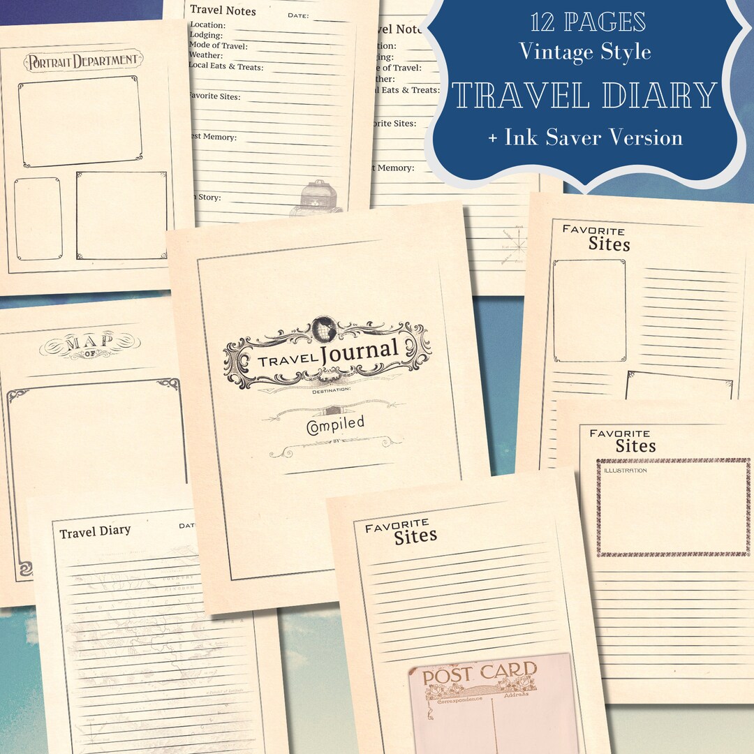 Digital Travel Diary - Printable Vacation Journal - Holiday Notebook ...
