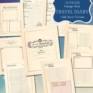 Digital Travel Diary - Printable Vacation Journal - Holiday Notebook ...