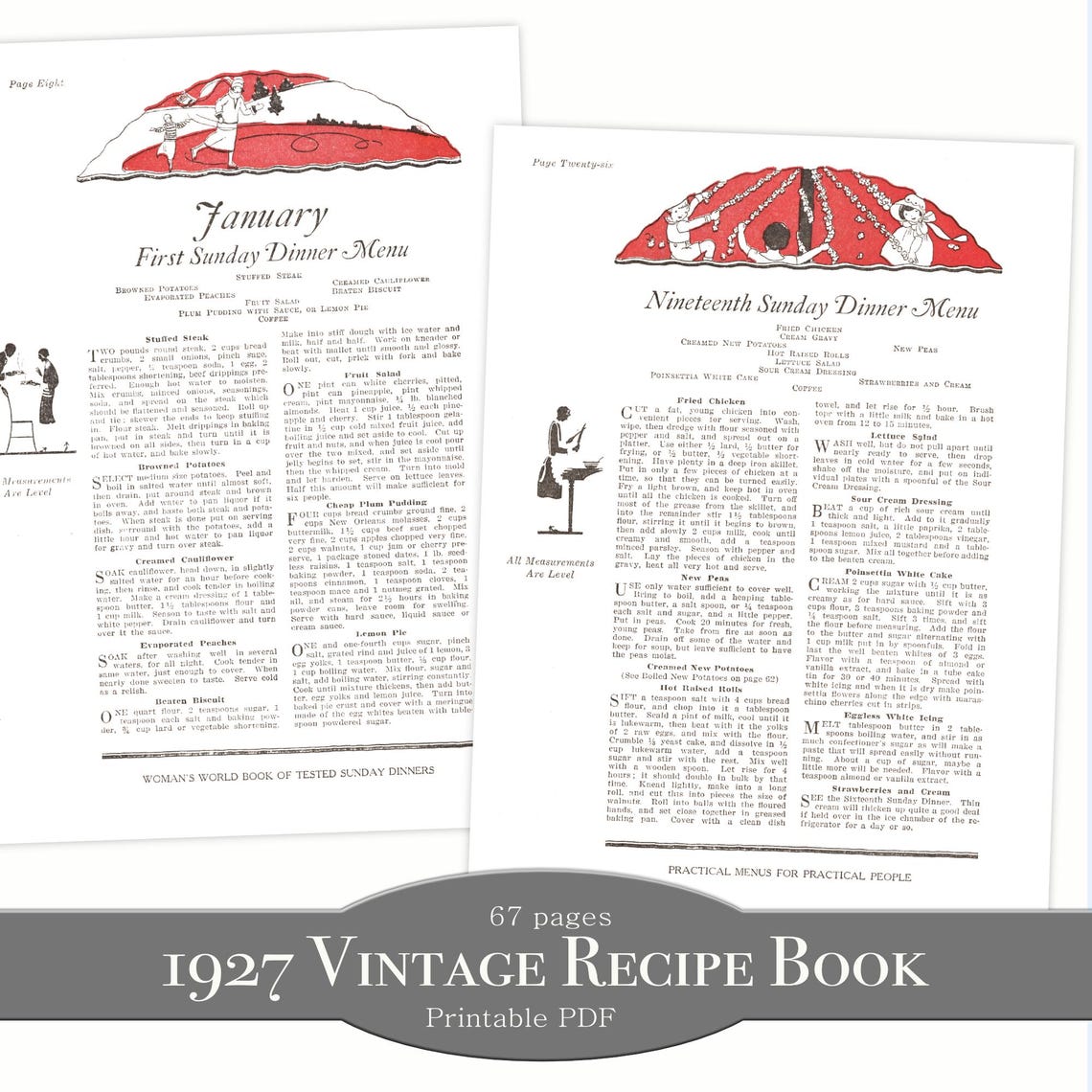 1927 Vintage Printable Recipe Book - the 52 Sunday Dinners - From 1920s ...