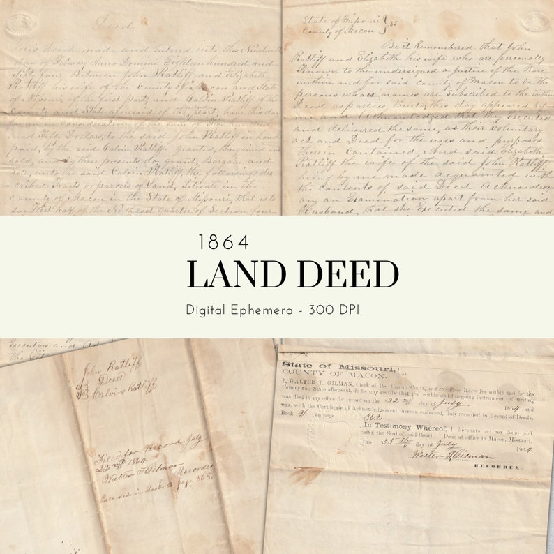 Antique Land Deed: 1864 Civil War Ephemera (digital Download) - Etsy