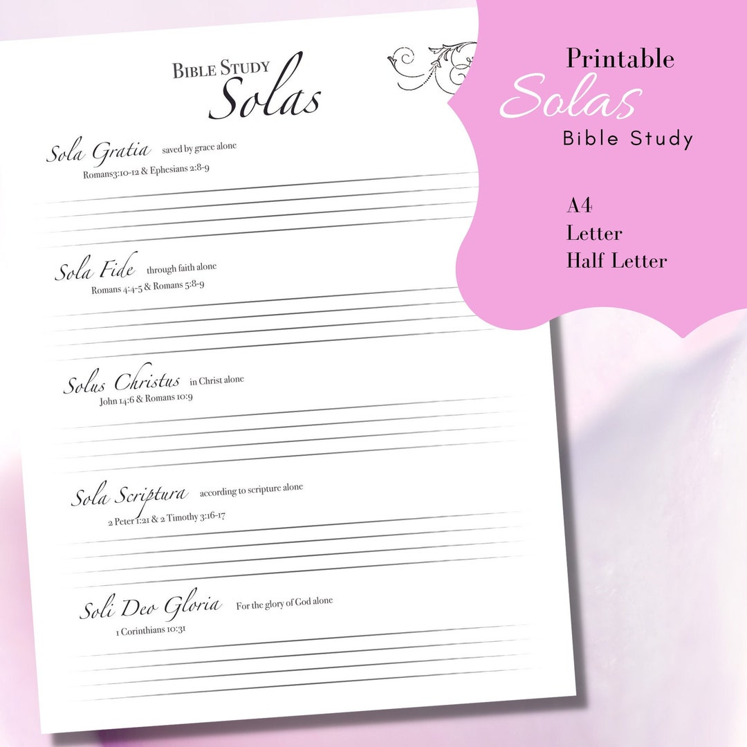 Reformation Solas Bible Study - Journal - Adult Theology Lesson - Scripture - Martin Luther - Etsy