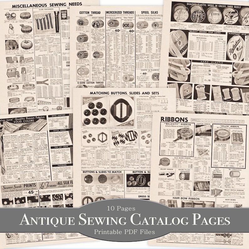 Printable Antique Sewing Catalog Pages: Ephemera for Junk Journals (PDF ...