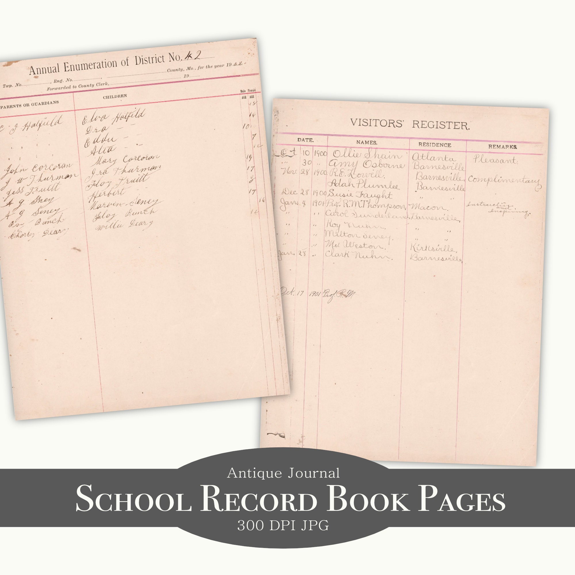 Printable School Record Book Pages Basic Junk Journal Papers Digital ...