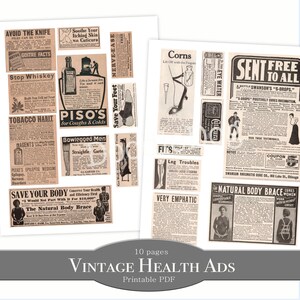 Antique Health & Wellness Print Ads - Junk Journal Ephemera - Digital ...