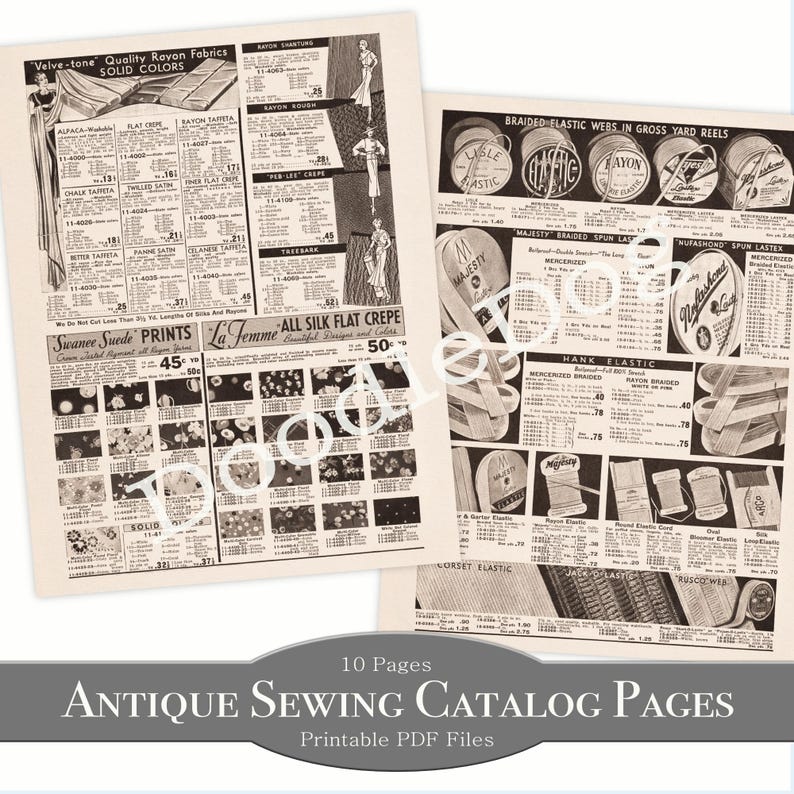 Printable Antique Sewing Catalog Pages: Ephemera for Junk Journals (PDF ...