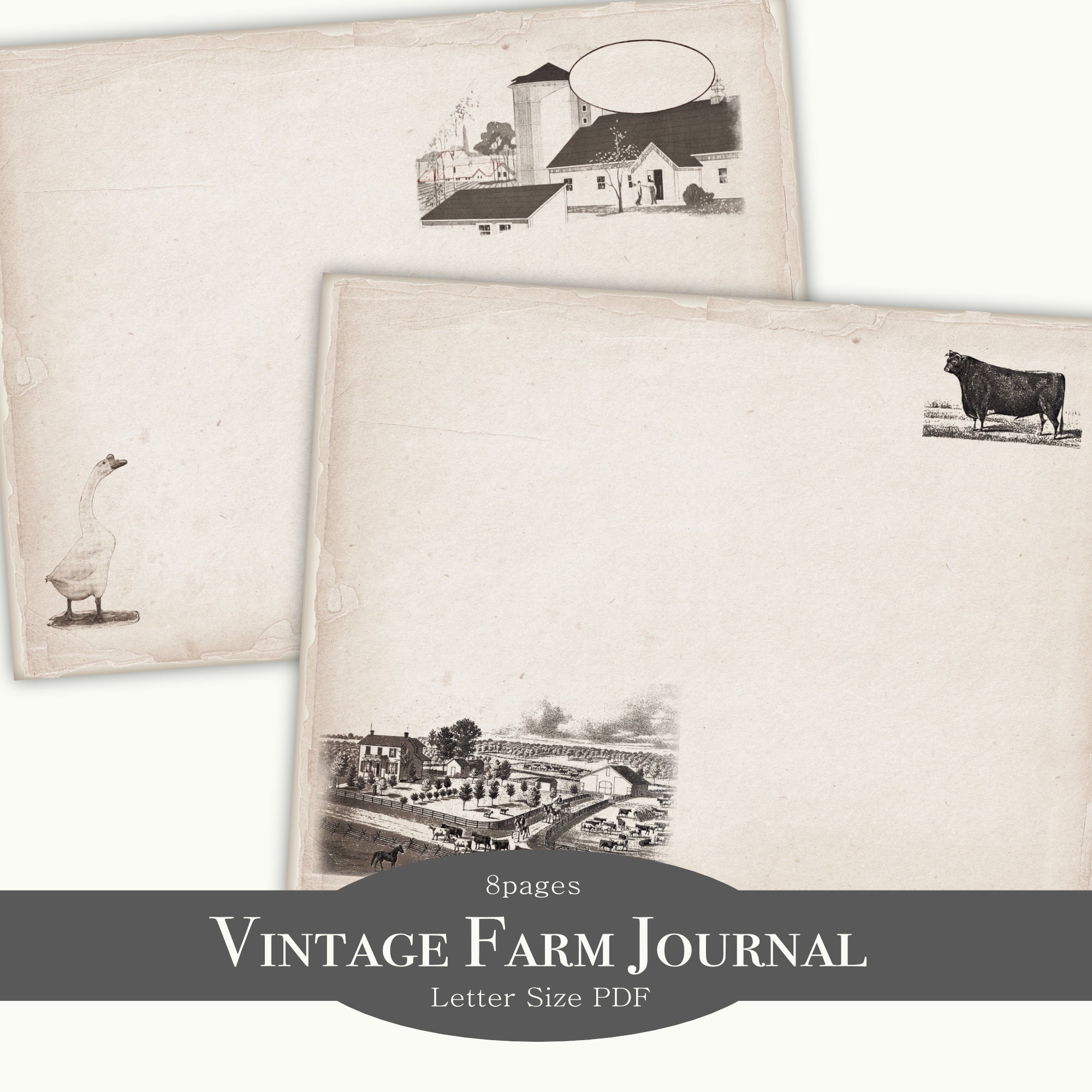 Farm Animals Junk Journal Kit - Vintage Printable Farm Ephemera - Ads ...