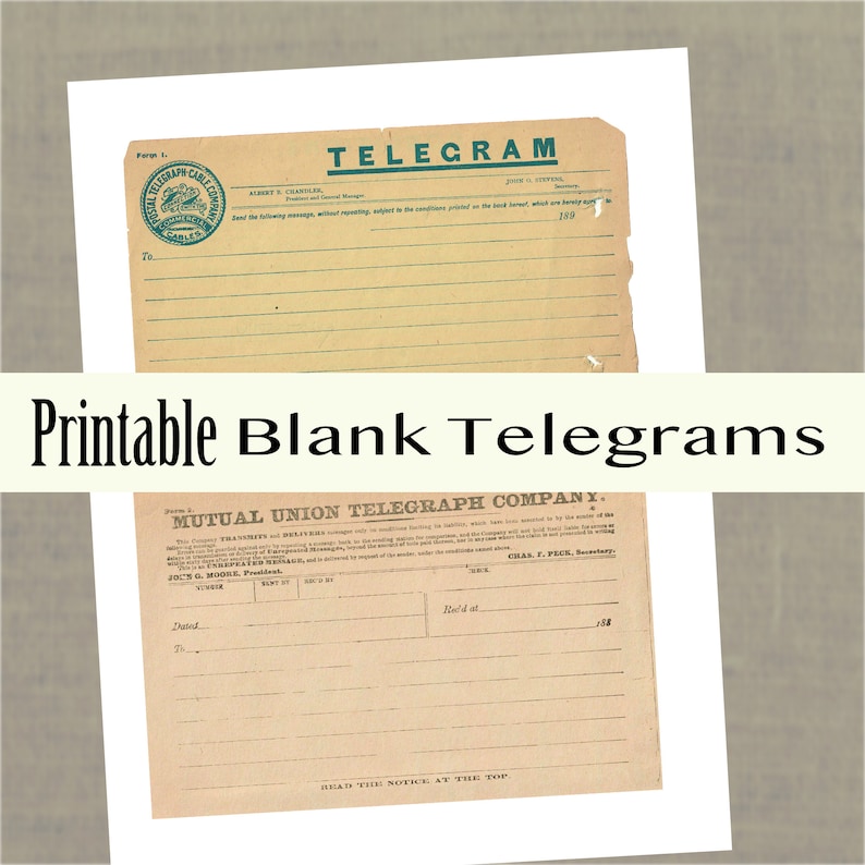 Vintage 1800s Telegram Template: Printable Antique Ephemera (digital ...