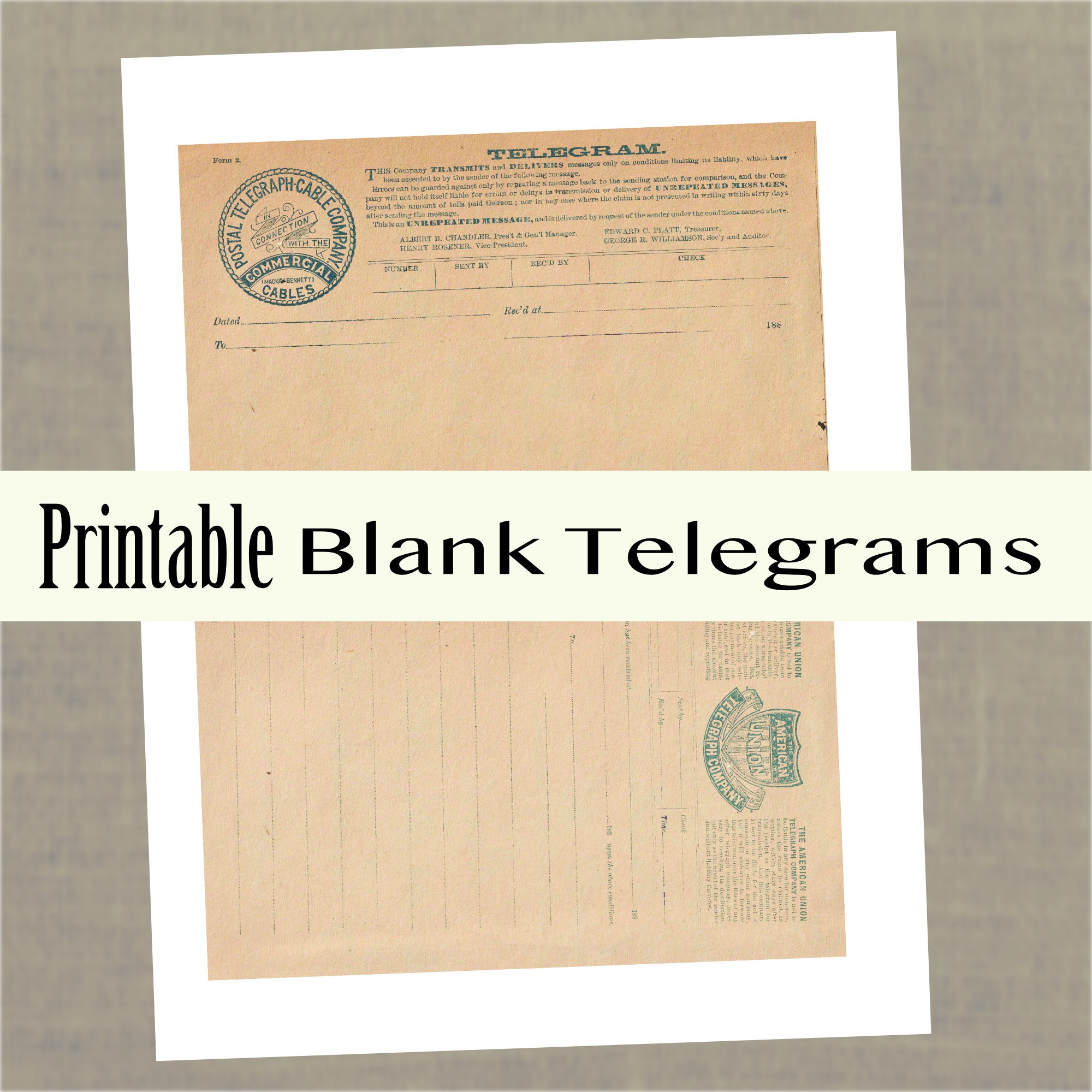 Vintage 1800s Telegram Template: Printable Antique Ephemera (digital ...